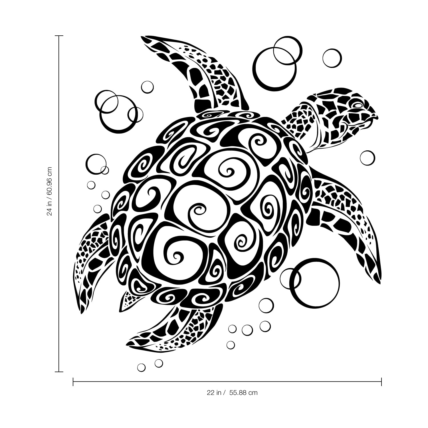 Imprinted Designs Sea Turtle with Bubbles Vinyl Wall Decal Sticker Art ...