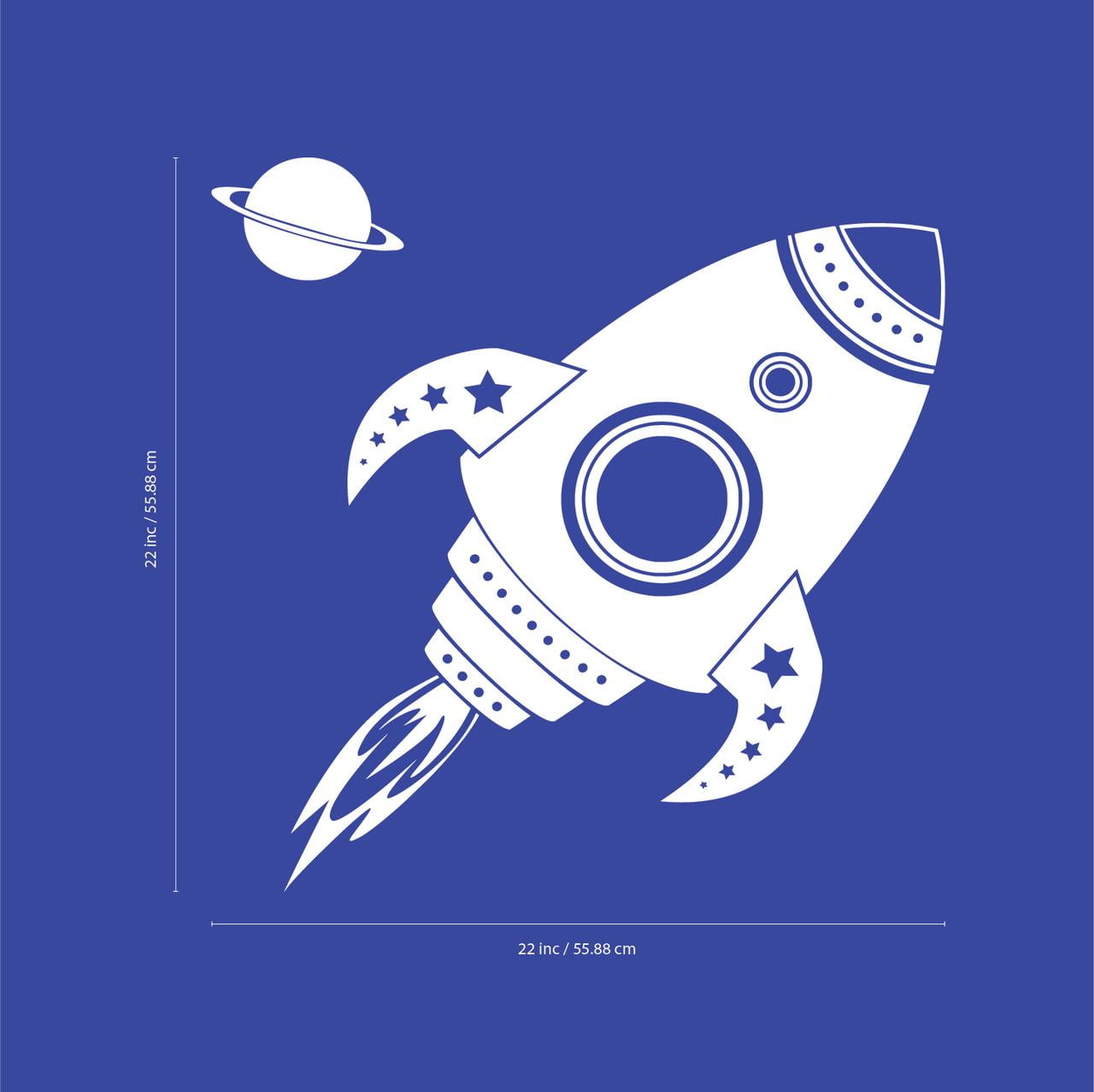 Imprinted Designs Spaceship Rocket with Planet Wall Decal Sticker Art ...
