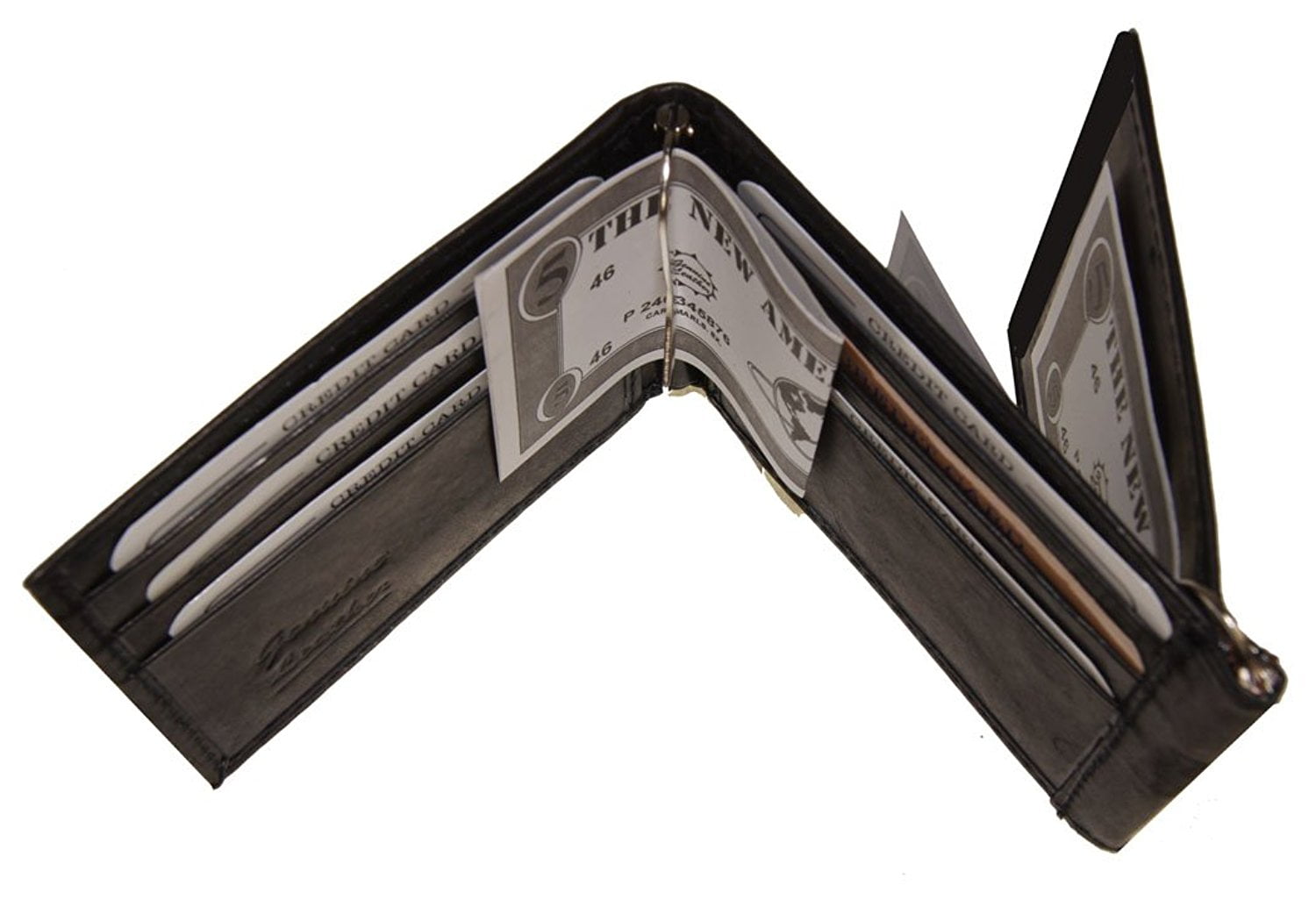 Improving Lifestyles Leather Mens Wallet Spring Money Clip Z Shape Trifold Bifold Money Clip Black credit card Organza B Walmart