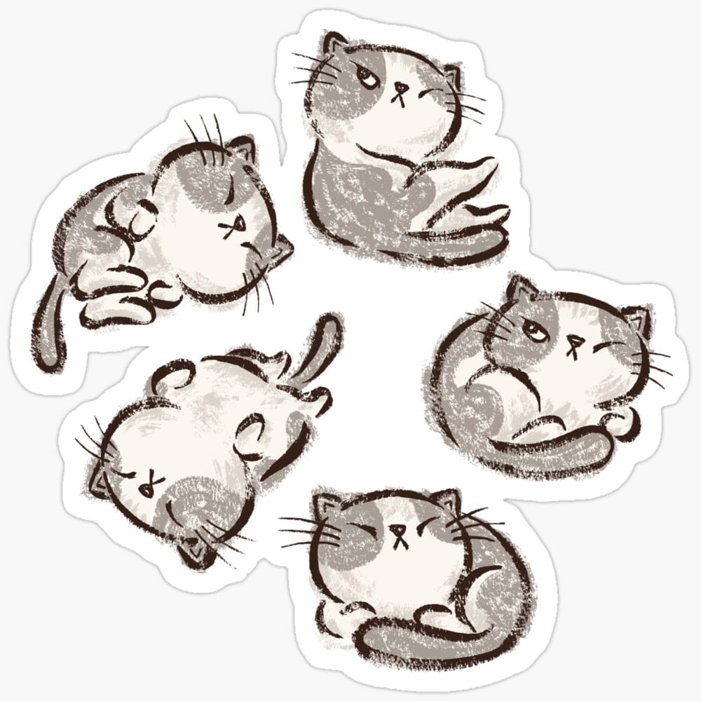 Impudent Cats Relax Sticker Phone Decal Water Bottle Stickers Car ...