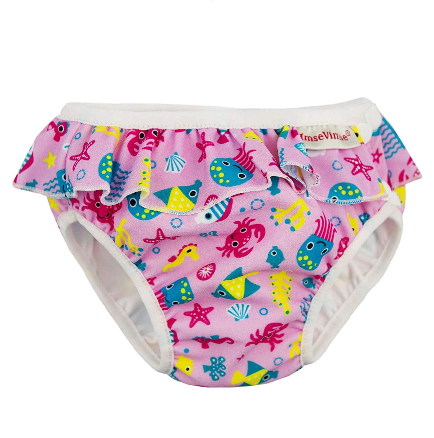 ImseVimse Reusable Baby Swim Diapers for Girls Pink Sea Life, NB 9-13 ...