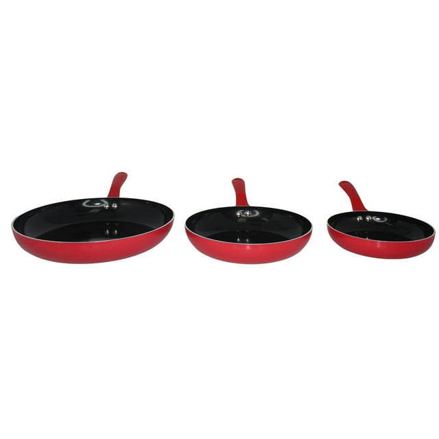 Imusa 3 Piece Nonstick Aluminum Fry Pan Set, Red - Walmart.com