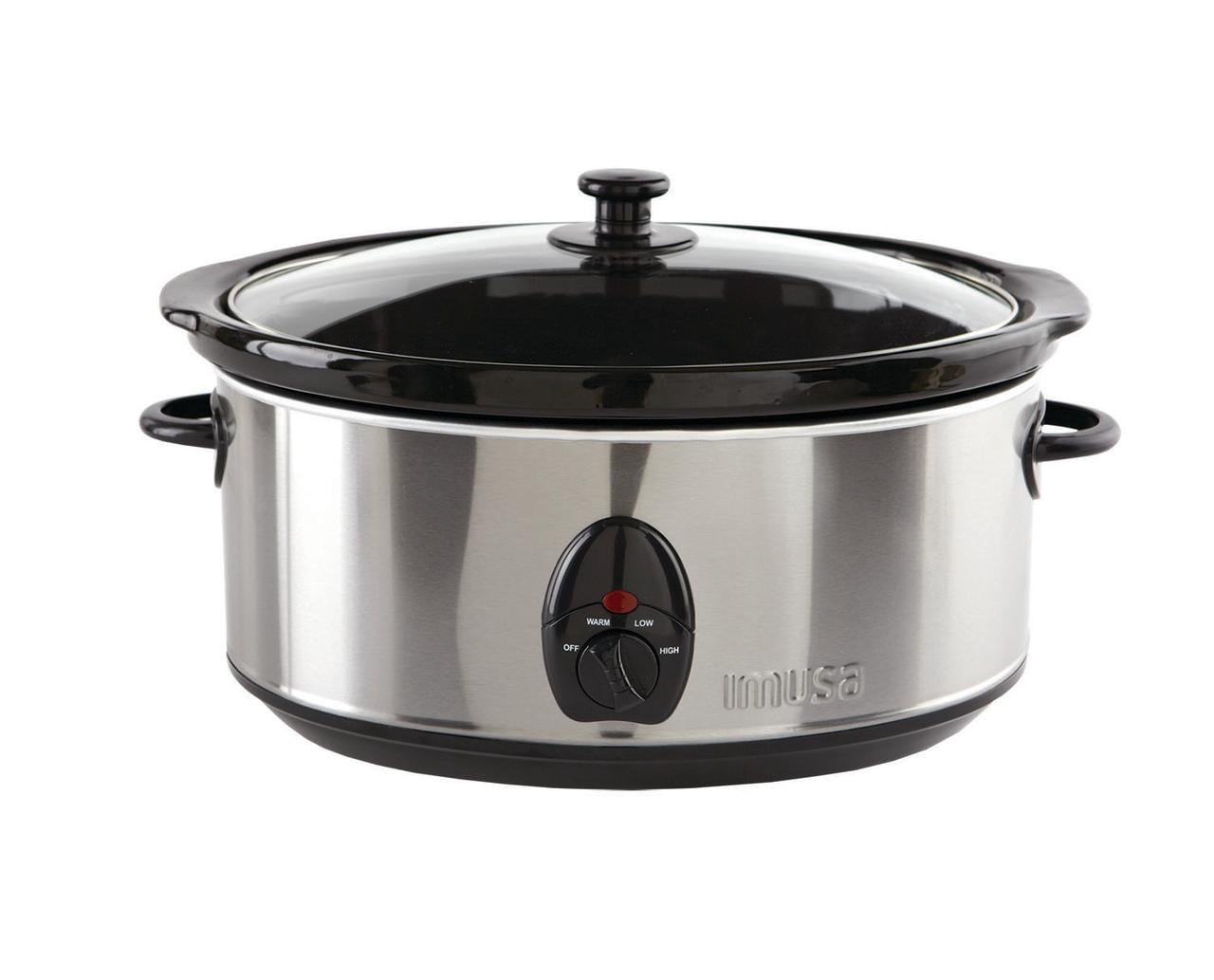 Imusa 5 Quart Stainless Steel Slow Cooker with Glass Lid and Detachable ...
