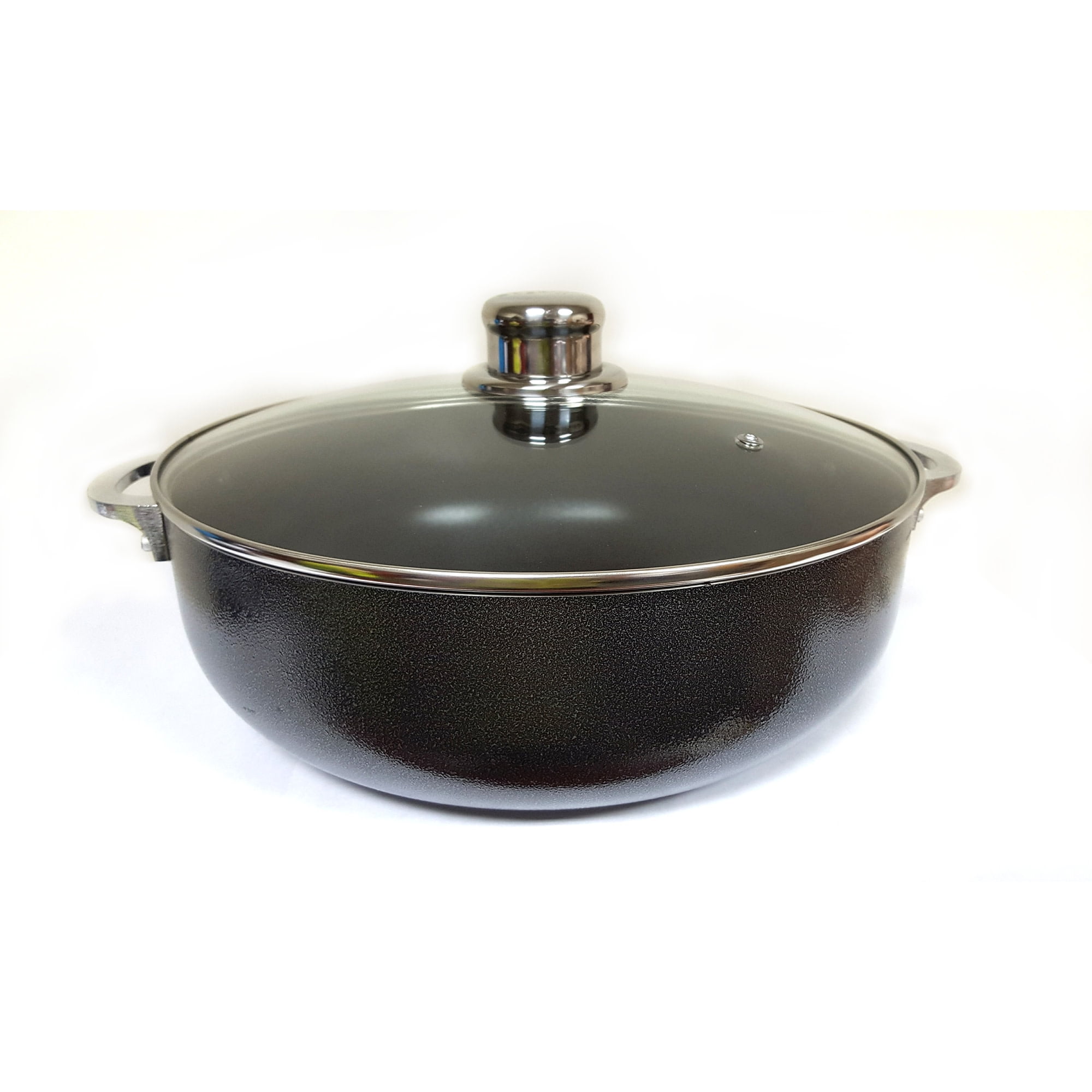 IMUSA 6.9qt Charcoal Aluminum Nonstick Caldero with Glass Lid, Black ...