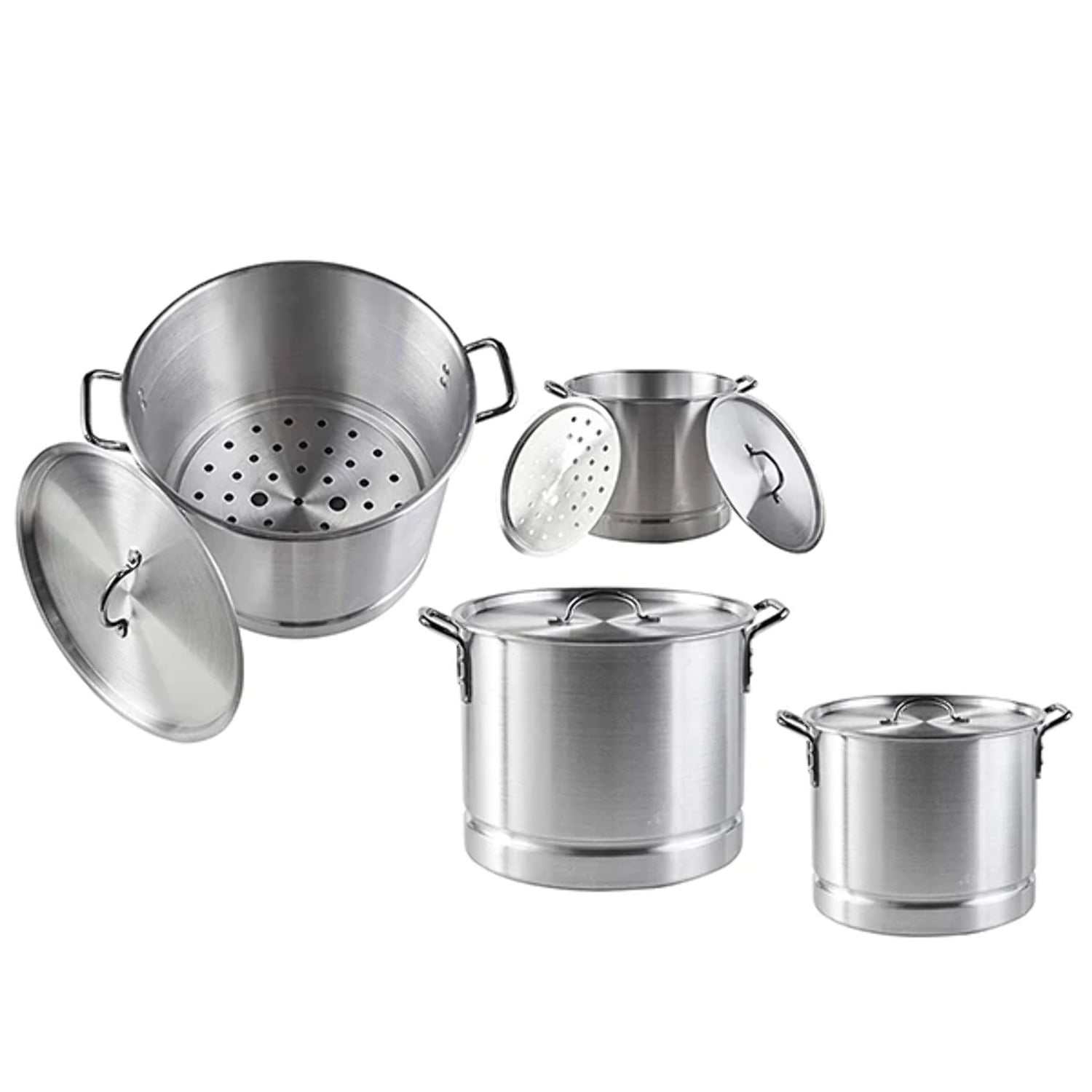Imusa Aluminum Steamer Set (16, 20, 24, 32 qrt) 4 Pot Set - Case - 1 ...