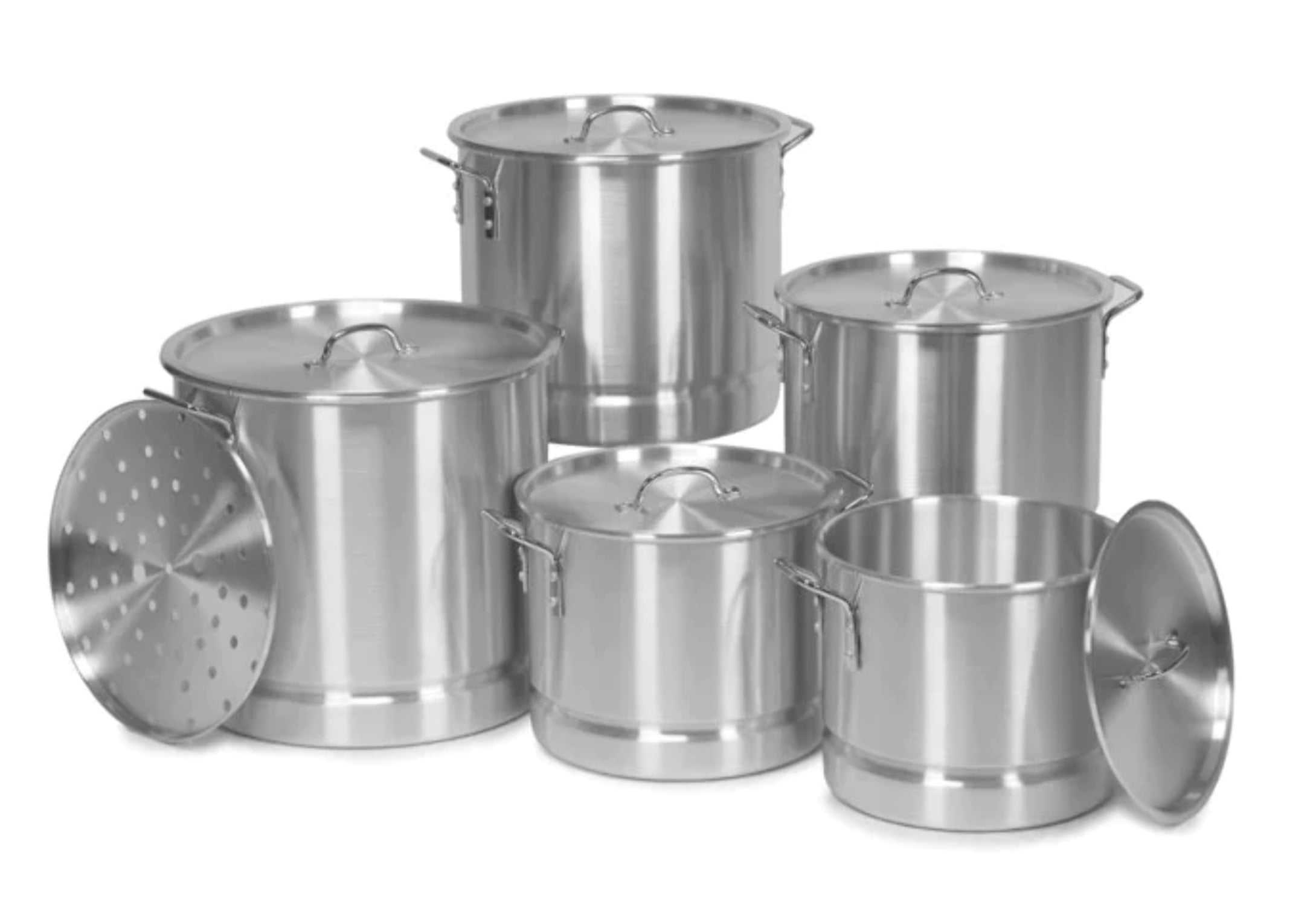Imusa Aluminum Steamer Set (20, 24, 32, 40, 52 qrt) 5 Pot Set - Case ...