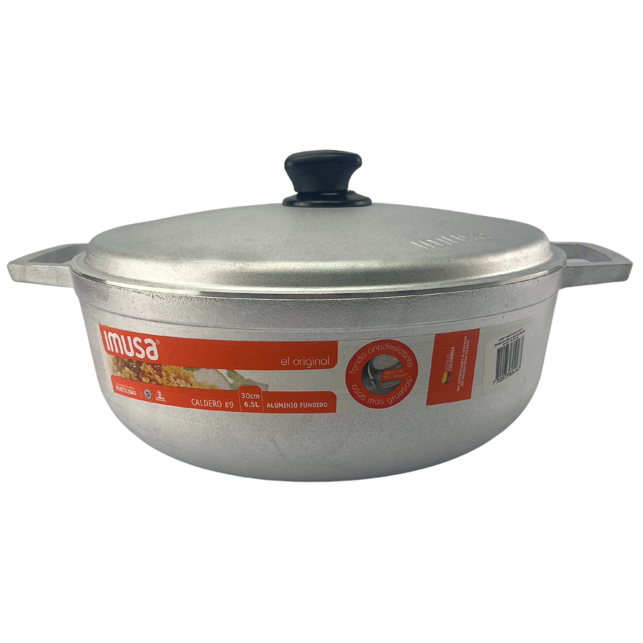 Imusa Natural Cast 30 cm Rust Resistant Aluminum Caldero with Lid ...