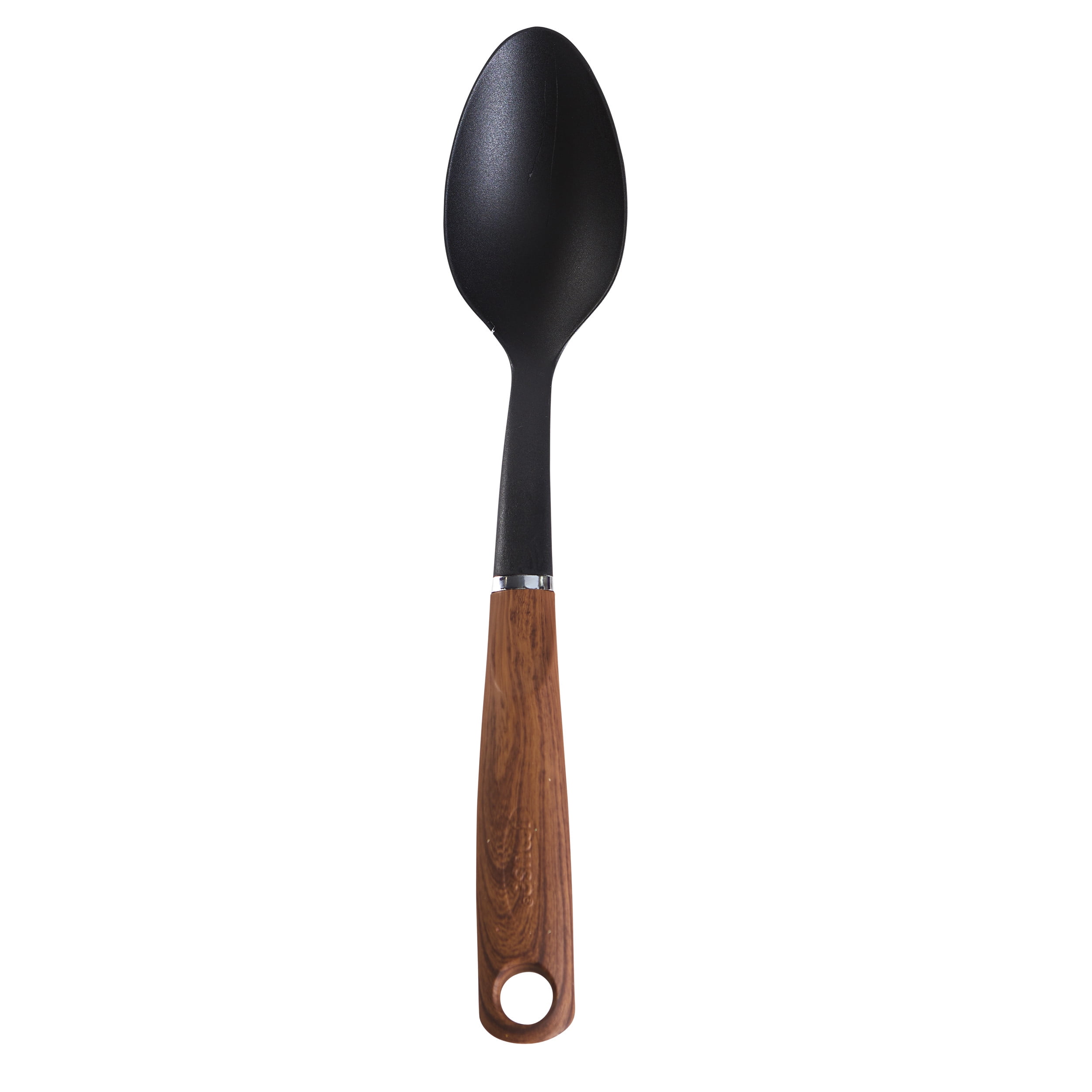 Imusa Nylon Solid Spoon with Wood Look Handle, Black - Walmart.com