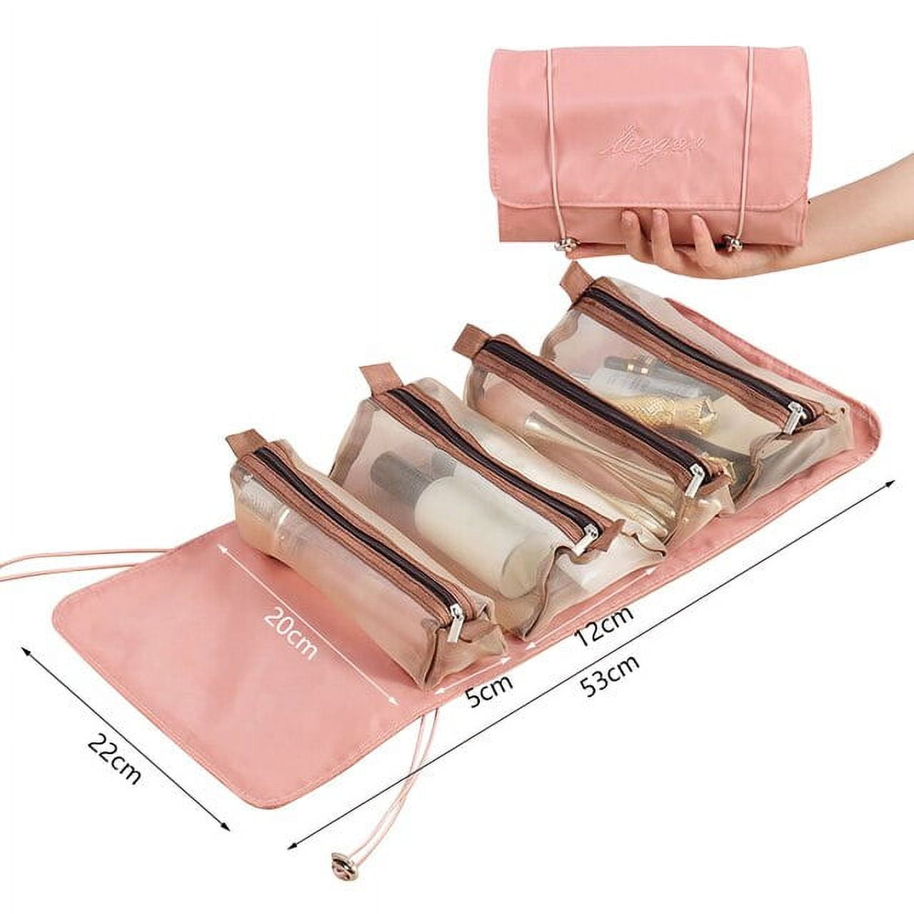 In 1 Cosmetic Bag Detachable Makeup Pouch Women Zipper Mesh Separable ...