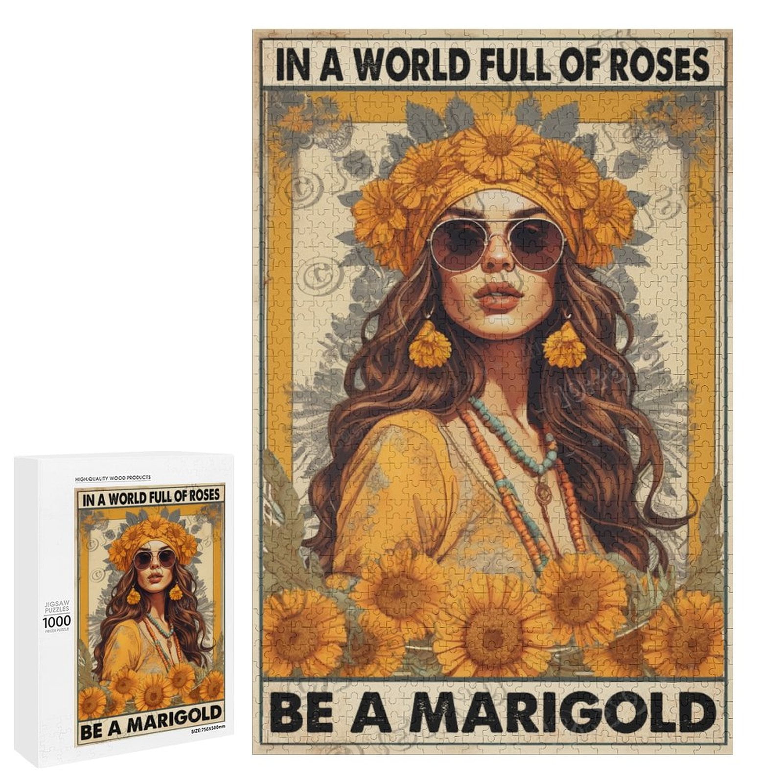 In A World Full Of Roses Be A Marigold Wood Wall Art Wood Decorative for Home Desk Shelf Wall ...