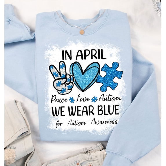 In April We Wear Blue Autism Awareness Autism Puzzle, We Wear Blue ...