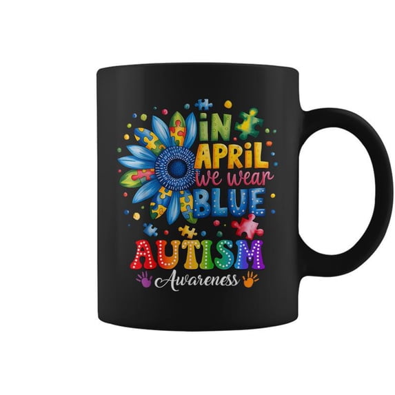 In April We Wear Blue Autism Puzzle Autism Awareness Coffee Mugs ...