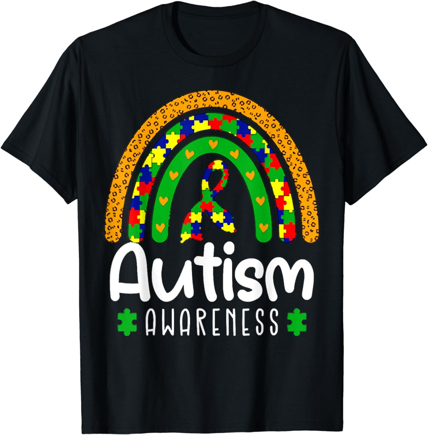 In April We Wear-Blue Autism Rainbow Awareness Month Puzzle T-Shirt ...
