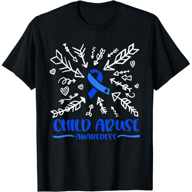 In April We Wear Blue Pinwheel Ribbon Child Abuse Awareness T-Shirt ...