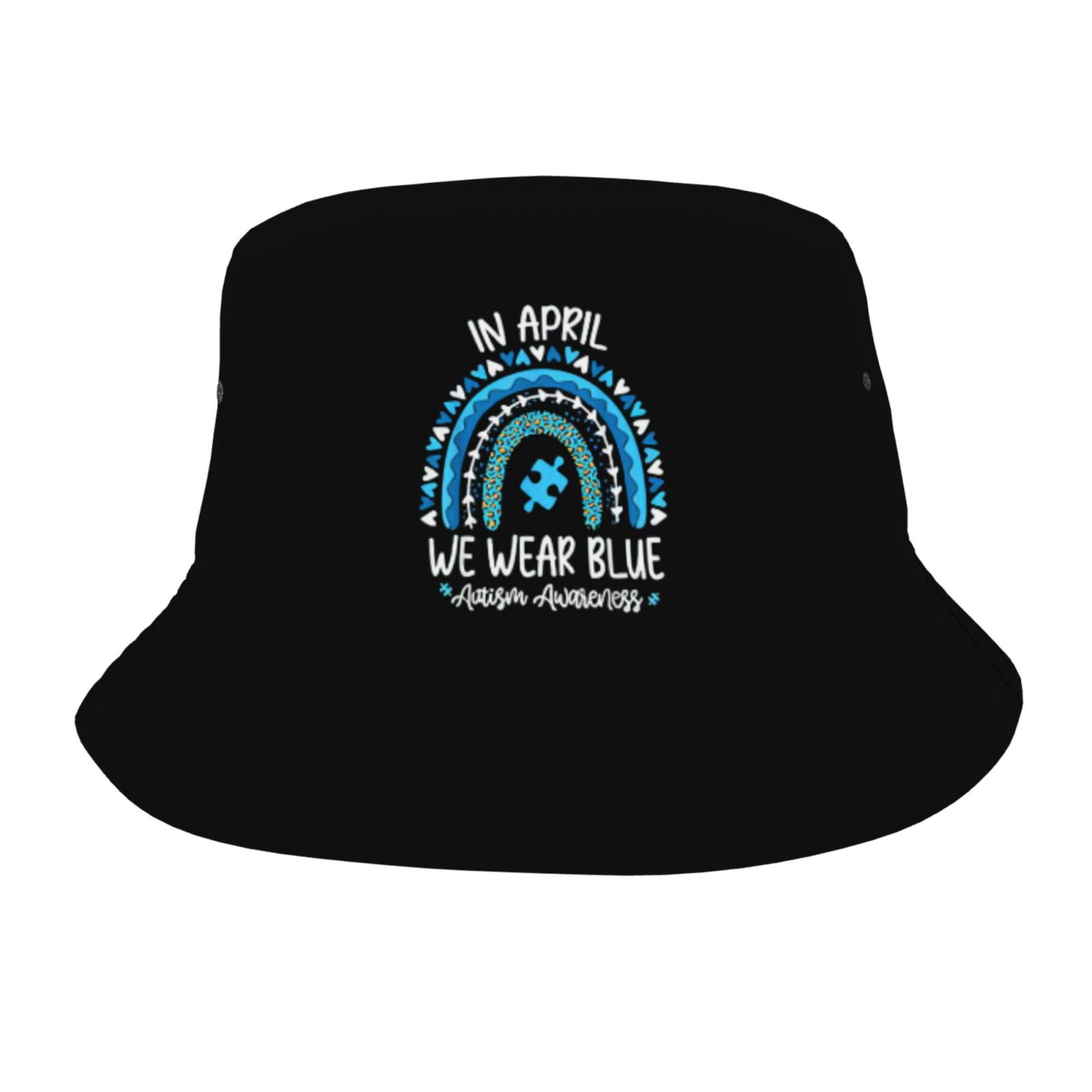 In April We Wear Blue Rainbow Autism Awareness Month Bucket Hats for ...