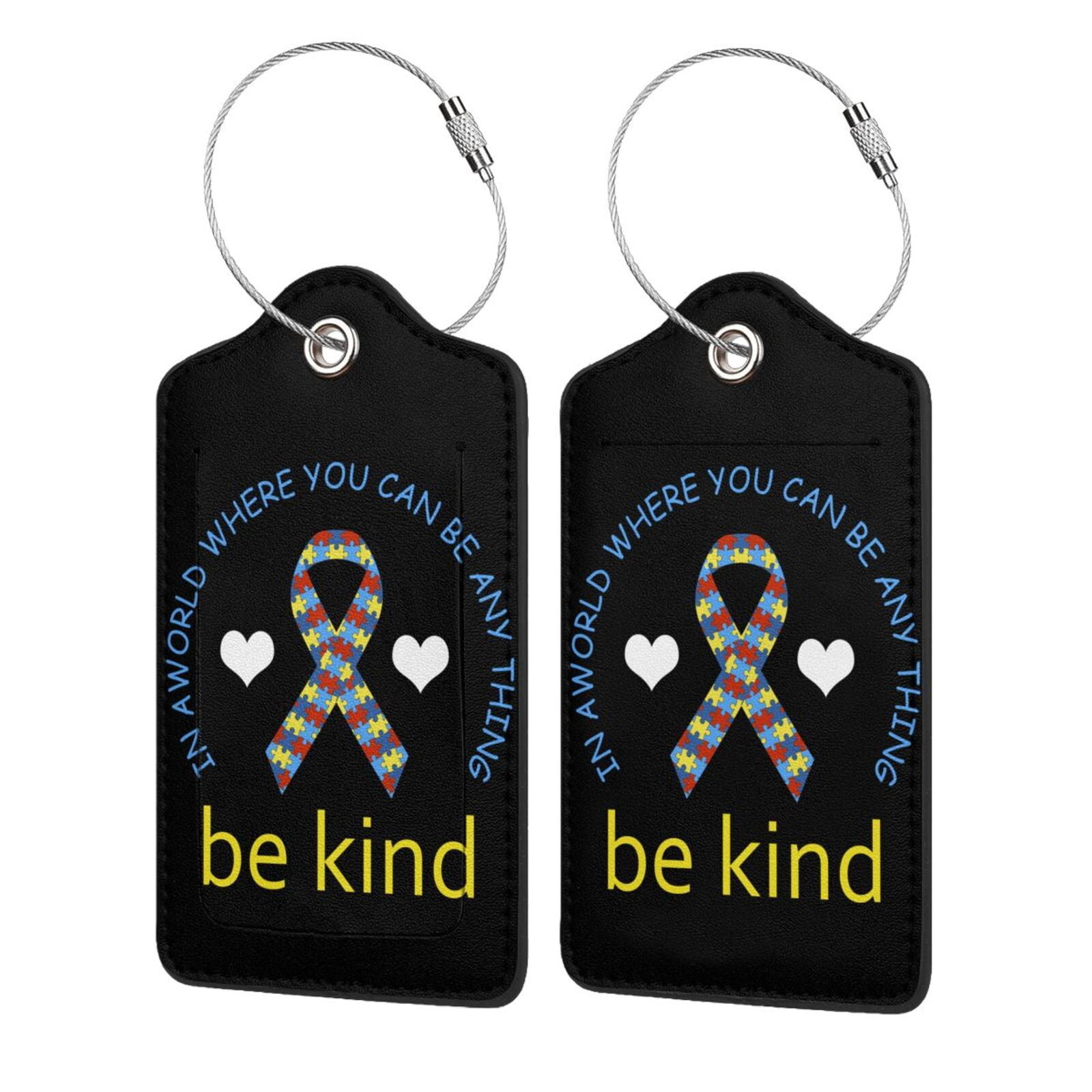 In April We Wear Blue Rainbow Autism Awareness Month Luggage Tags for ...