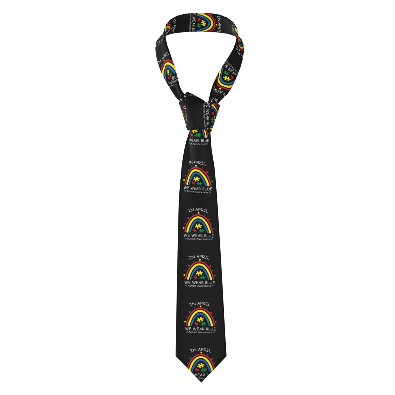In April We Wear Blue Rainbow Autism Awareness Month Ties for Men ...
