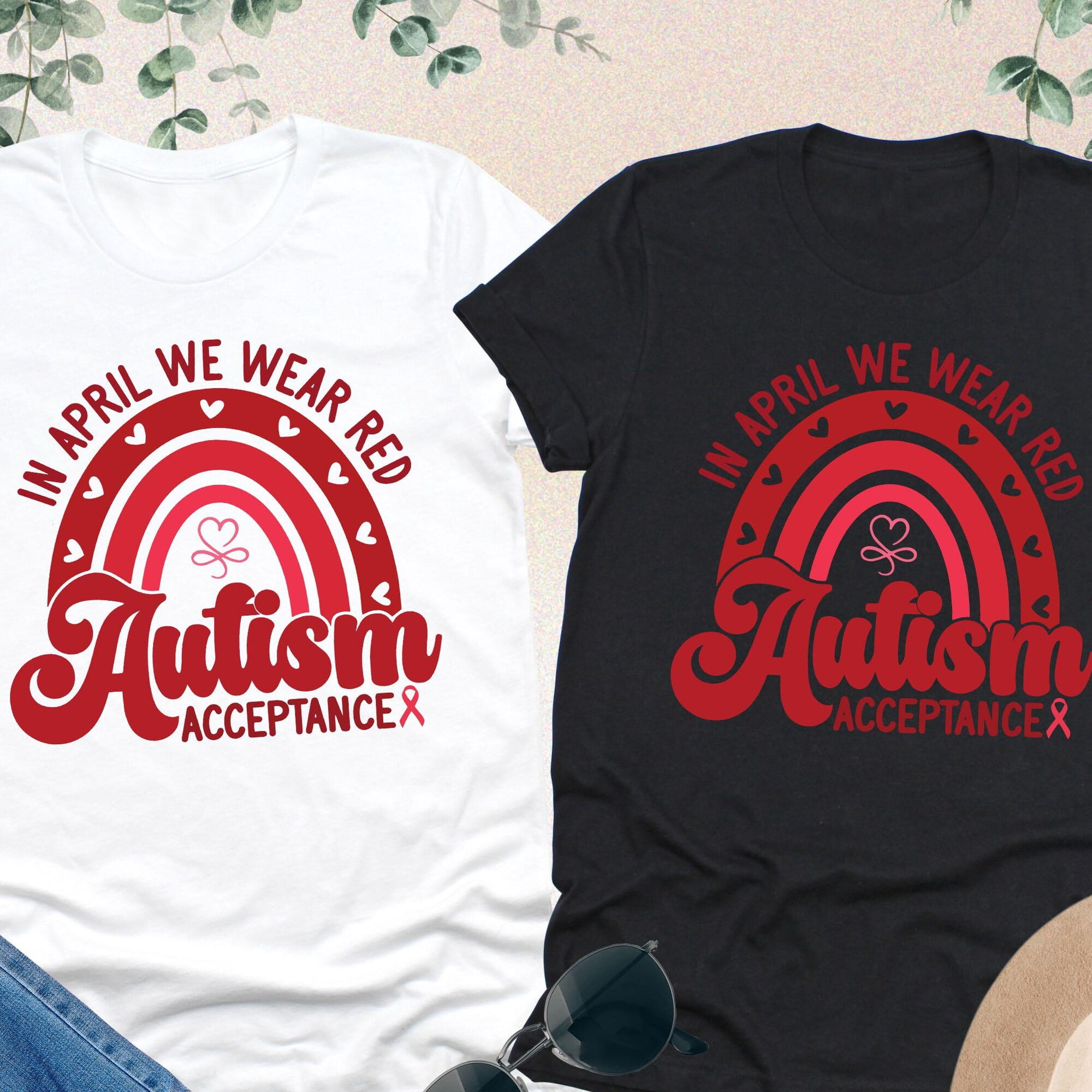 In April We Wear Red Autism Acceptance Shirt Autism Mom Shirt Autism ...