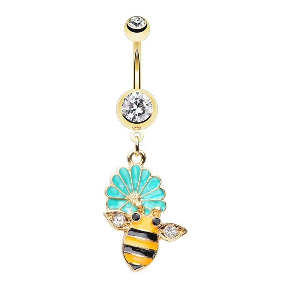 In Bloom Bumble Bee Gem Belly Button Ring - Walmart.com