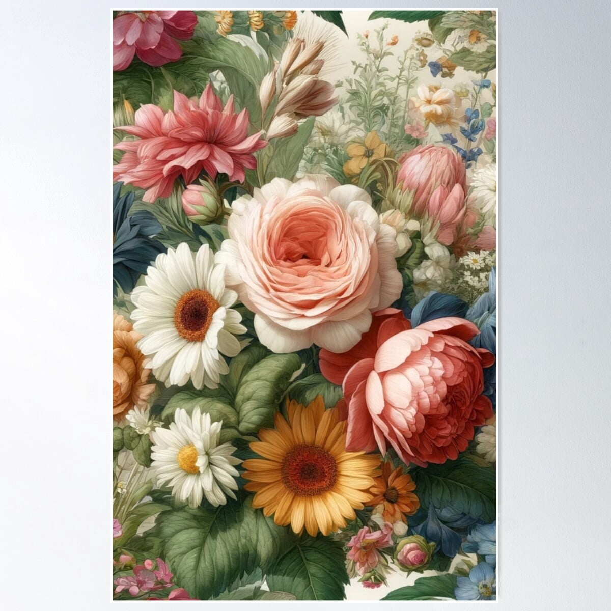 In Bloom Floral Pattern Poster Wall Art, Modern Wall Decor For Living ...