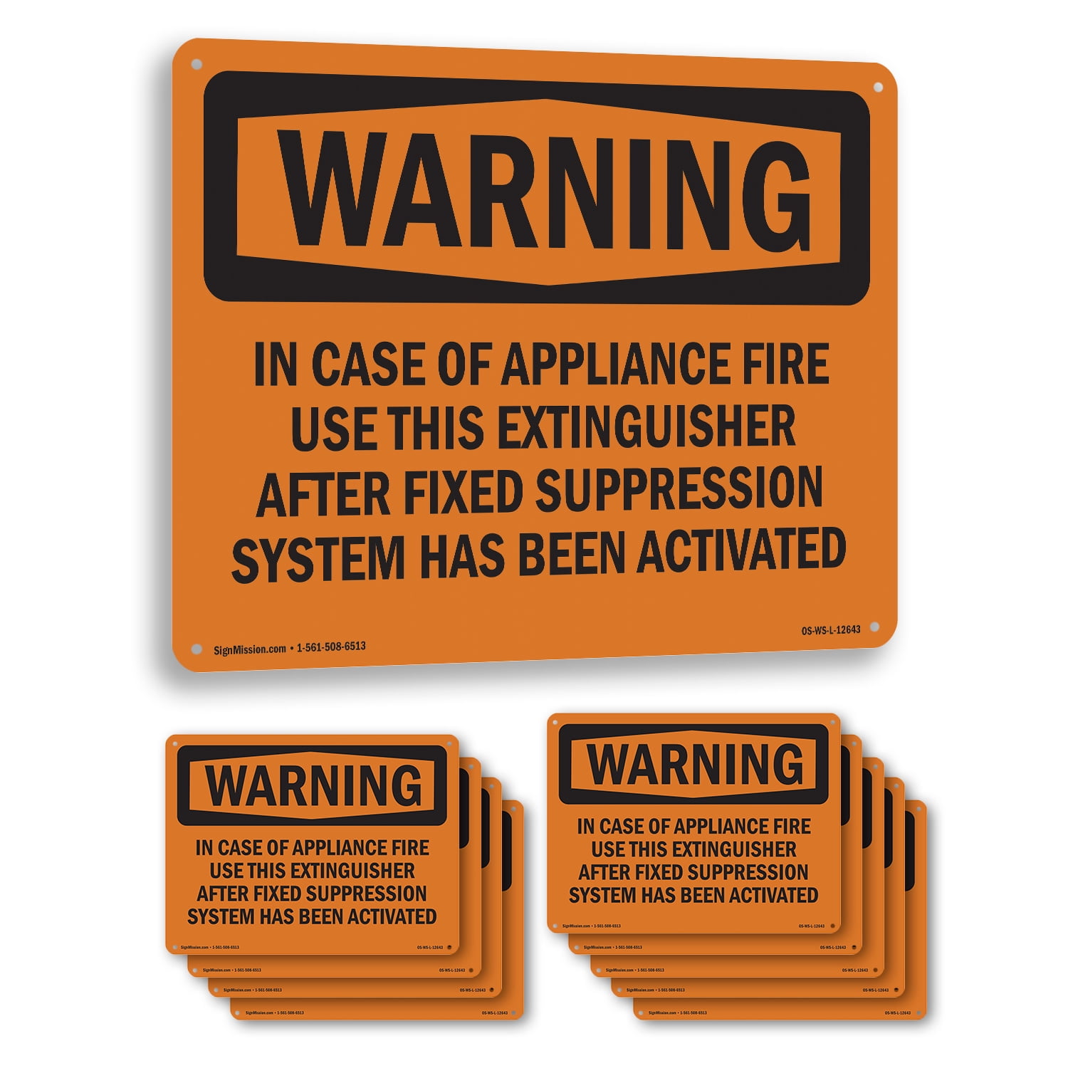 In Case Of Appliance Fire Use This OSHA WARNING Aluminum Sign 24 Inch x ...