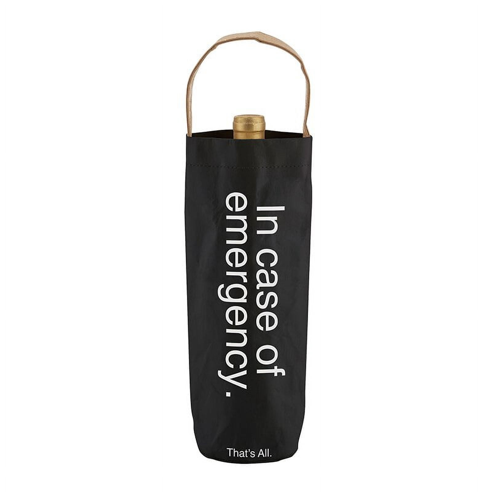 In Case Of Emergency Black Wine Bottle Bag | Gloss Black | Holds ...