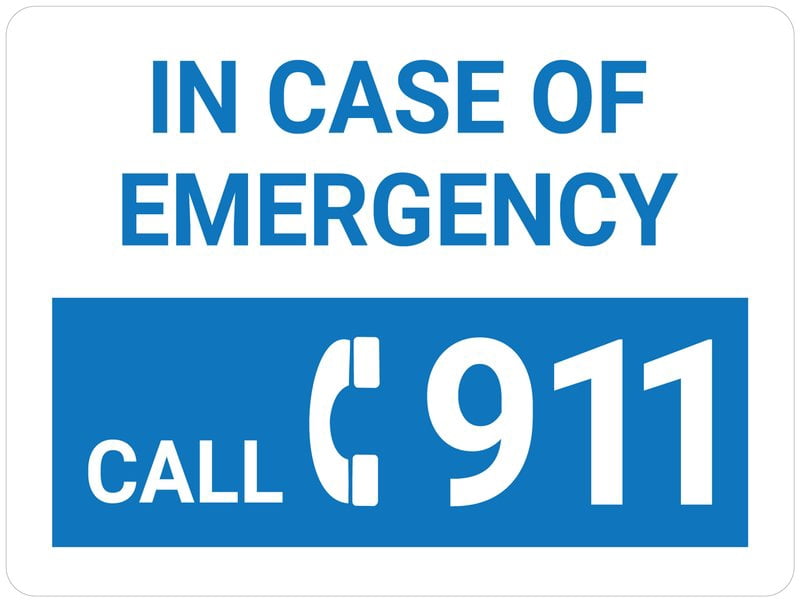 In Case Of Emergency Call 911 Blue Rust Free Aluminum 12 X 8 In ...