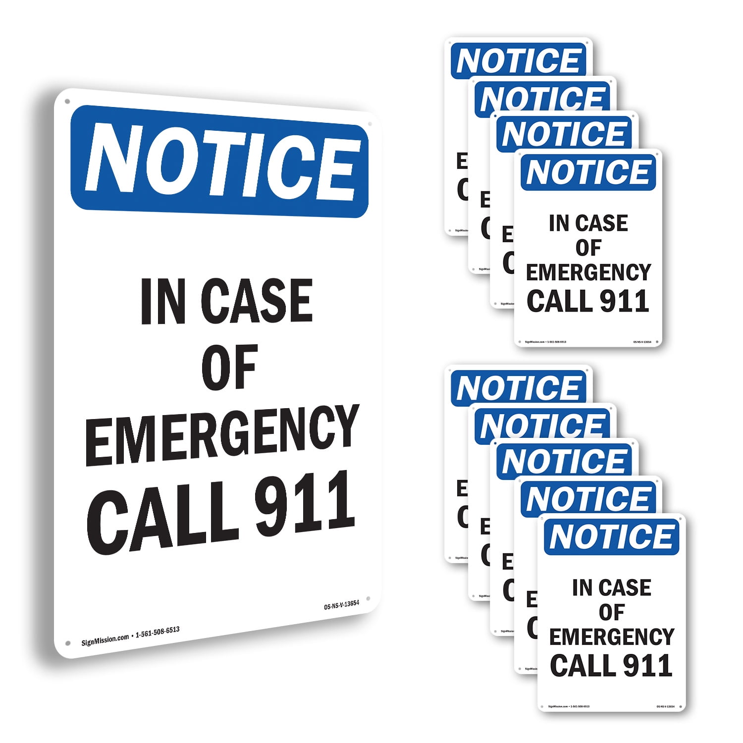In Case Of Emergency Call 911 OSHA Notice Aluminum Sign 18 Inch x 12 ...