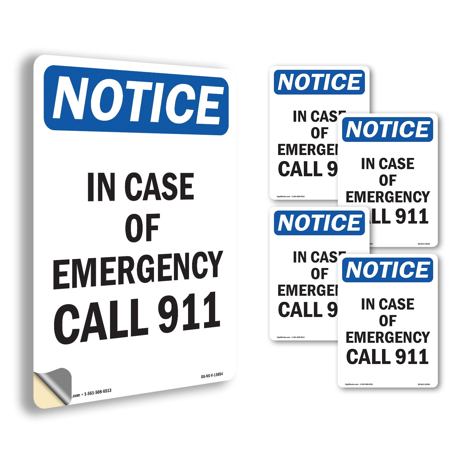In Case Of Emergency Call 911 OSHA Notice Vinyl Decal Label 18 Inch x ...
