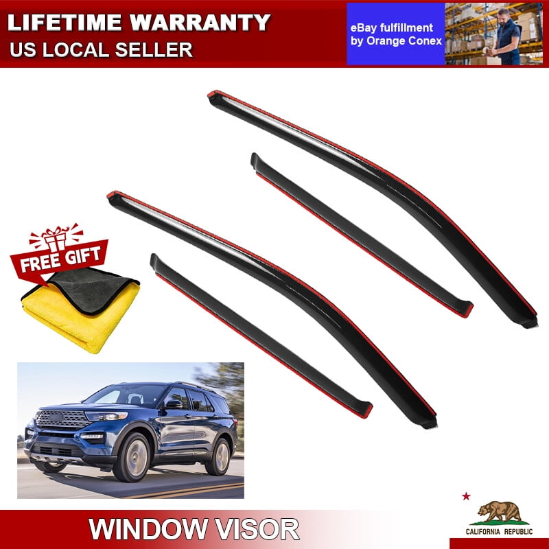 In-Channel Smoke Window Visor For Ford Explorer 2011-2019 Rain Guard ...
