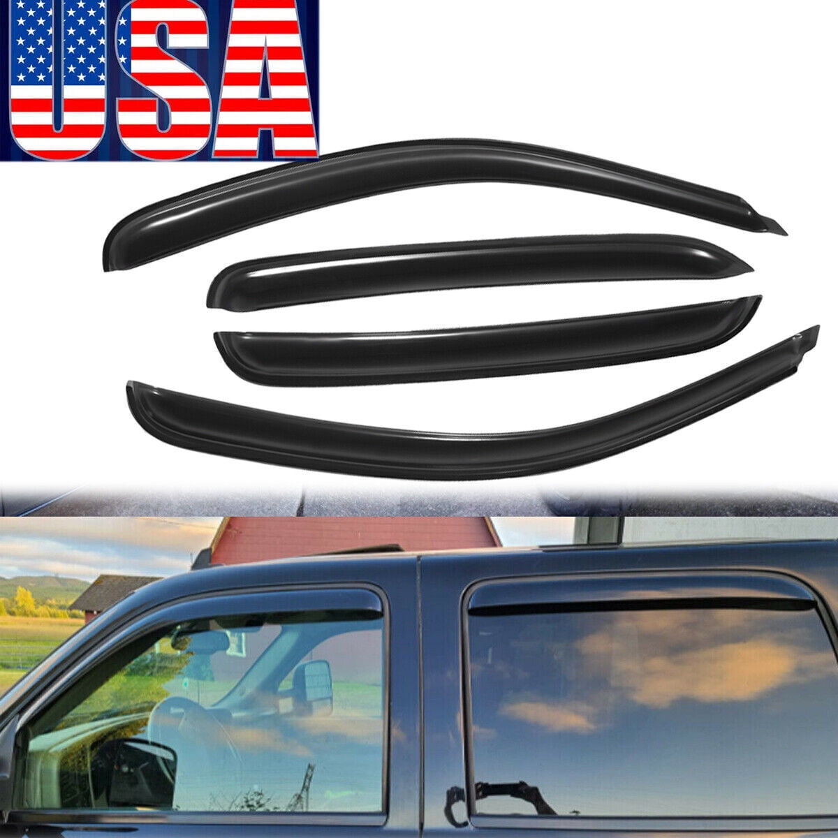 In-Channel for 07-12 13 Chevy GMC Window Visors Sun Guard Rain ...