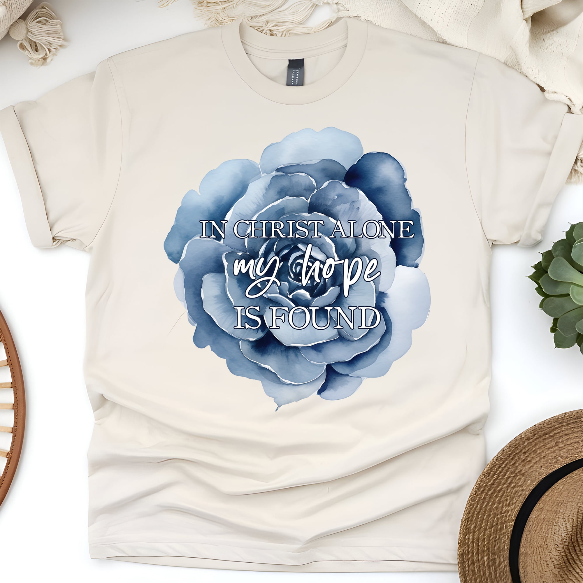 In Christ Alone My Hope Is Found Christian Graphic T-Shirt, Natural ...