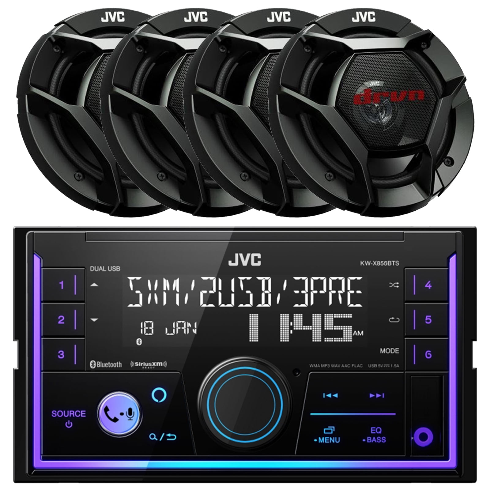 In-Dash Double DIN AM/FM Radio Stereo USB Bluetooth Digital Media Car ...