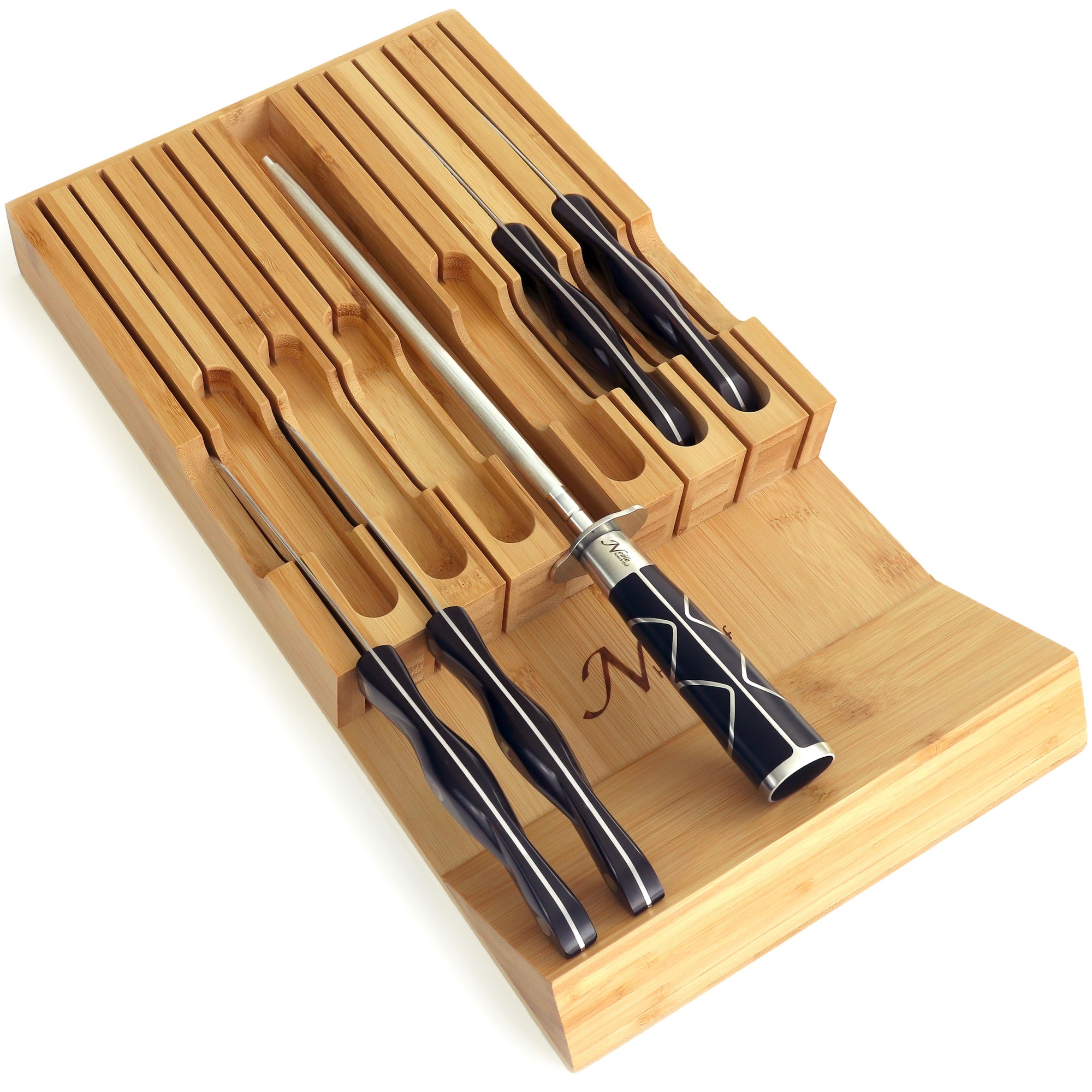 Royal House Bamboo Knife Block Holder – In-Drawer Knife Drawer ...