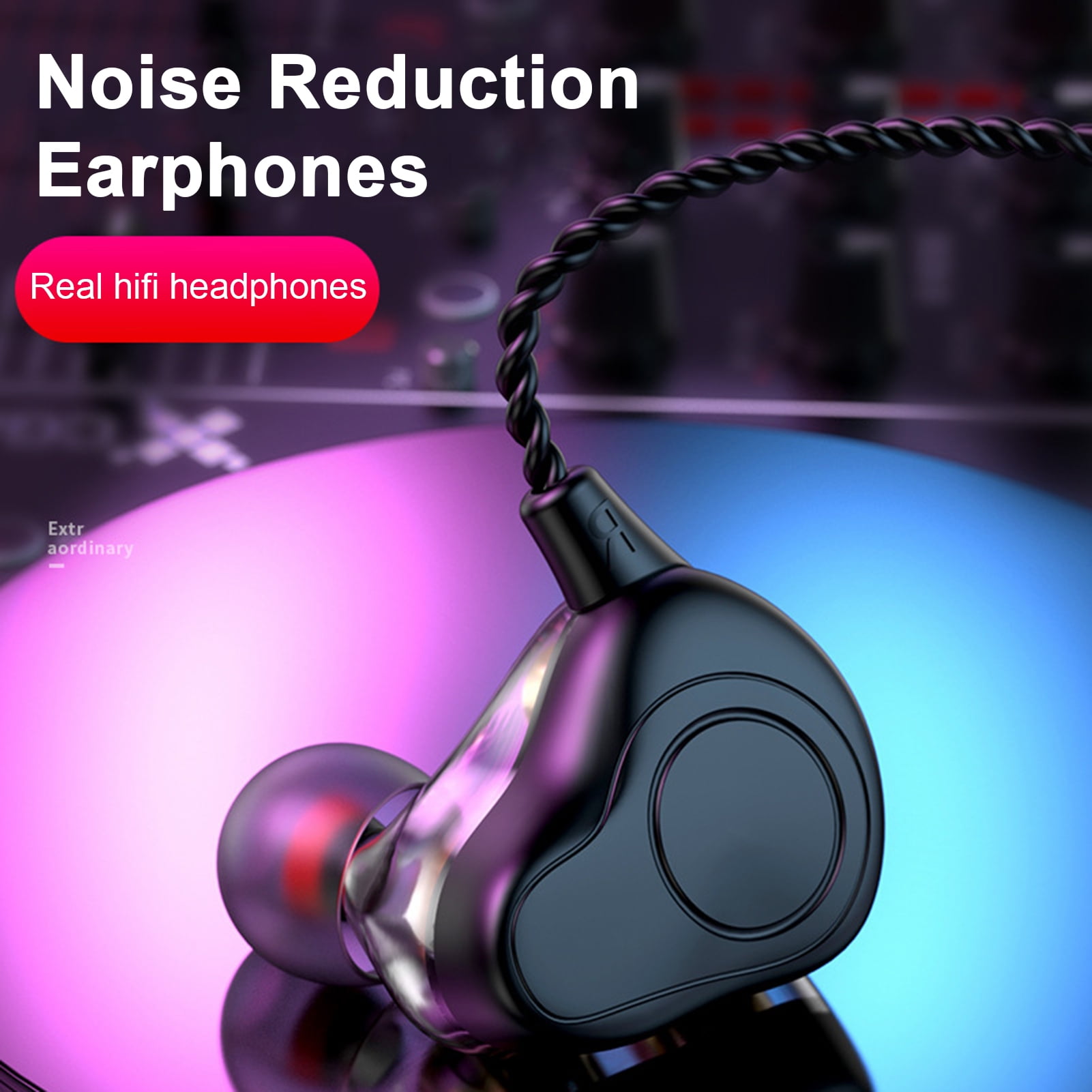 In-Ear Headphones Dynamic Circle Triple Unit with Mic Clear Sound Noise ...