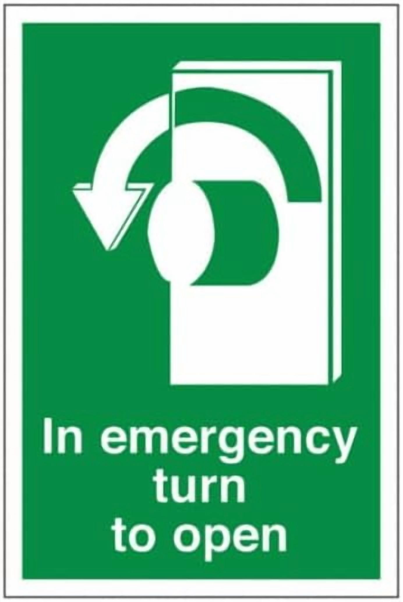 In Emergency Turn To Open Left Safety Sign Safe Condition Metal Tin ...
