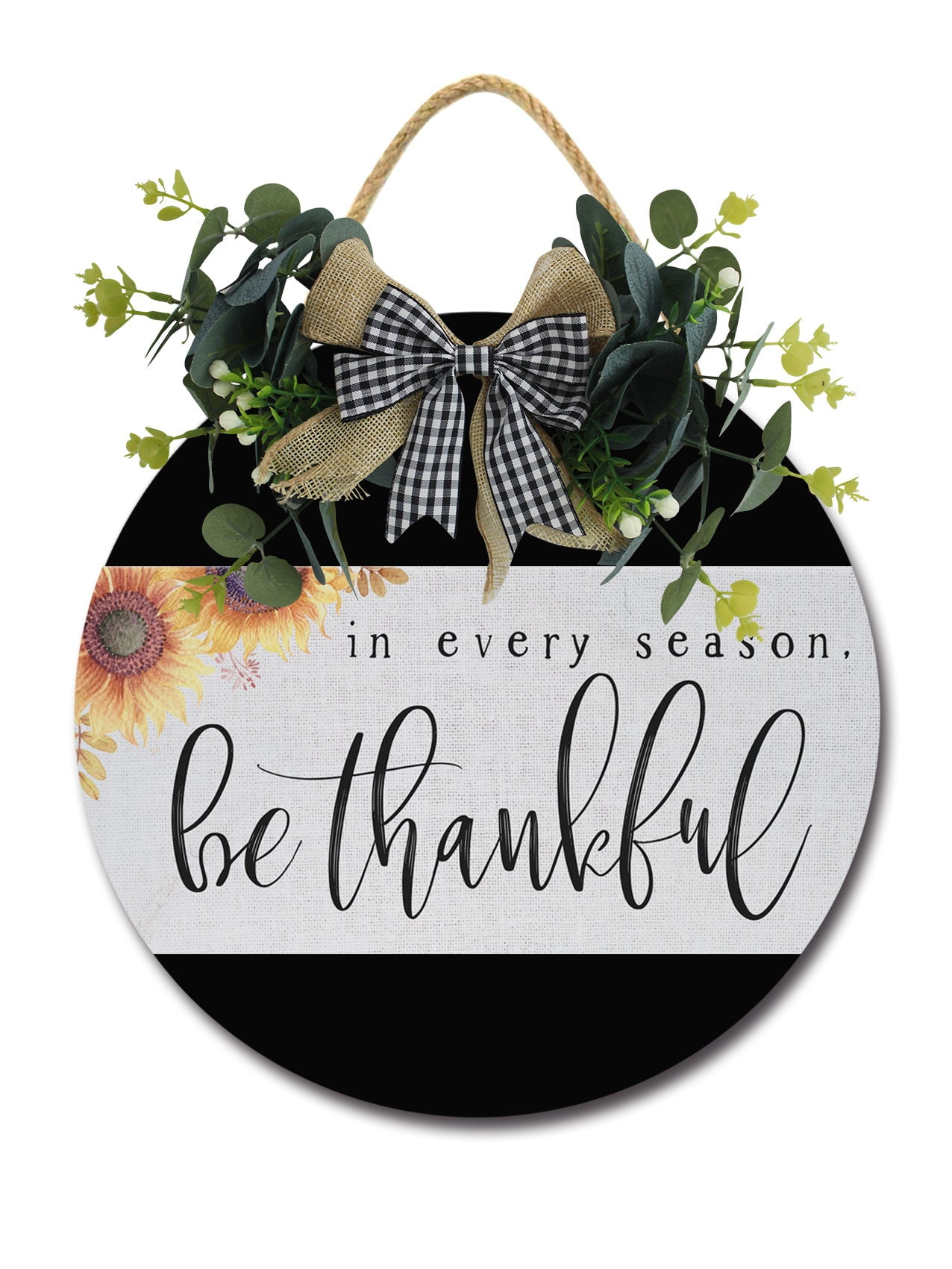 In Every Season Be Thankful Sign Front Door Porch Decorations, Round ...