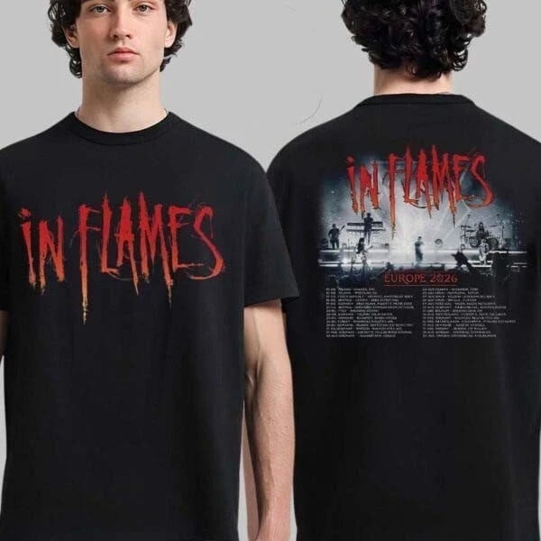 In Flames Europe 2026 Tour Schedule Dates Two Sided T-Shirt - Walmart.com