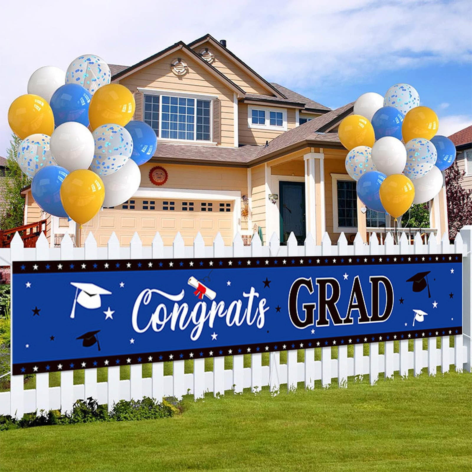 In Garden Graduation Season Banner Banner Blue And Black Color Scheme ...