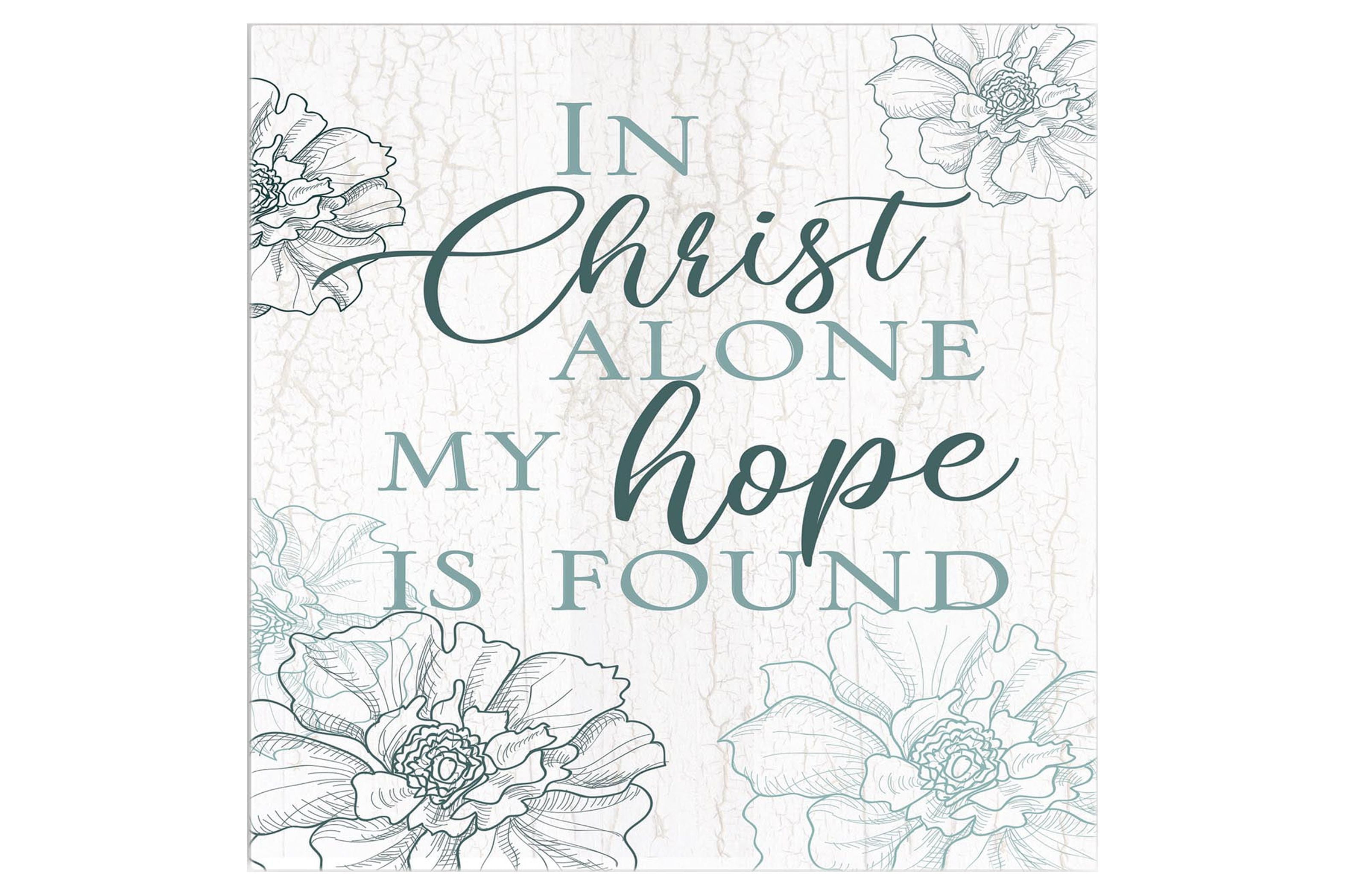 In Him My Hope Found White Floral 12 x 12 Wood Wall Sign Plaque ...