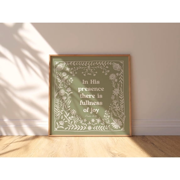 In His Presence There Is Fullness Of Joy Scripture Wall Art Print Bible ...