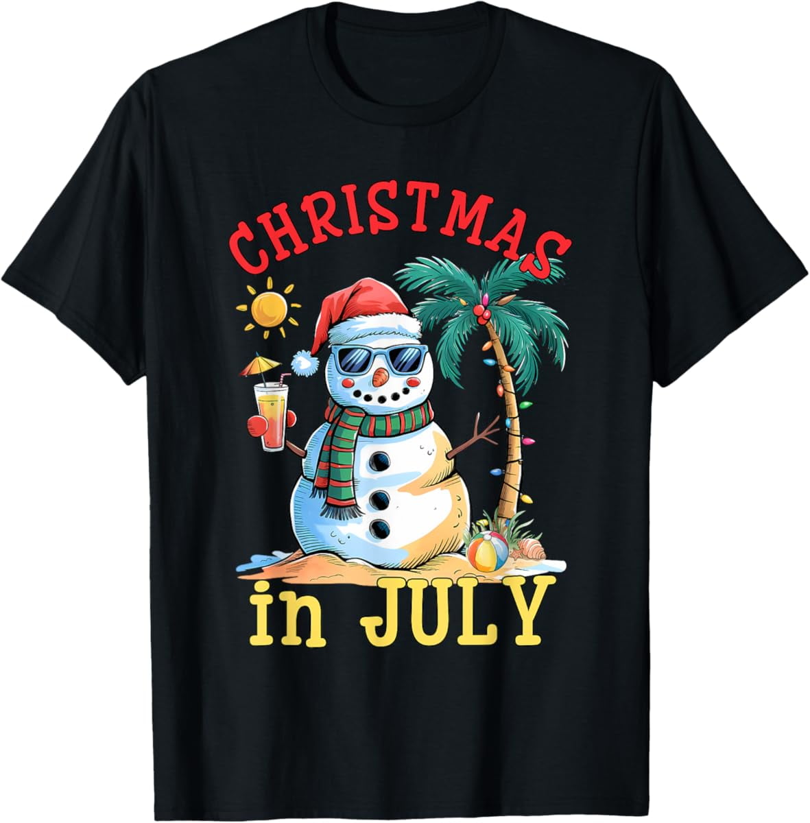 In July Snowman Summer Beach Vacation T-Shirt - Walmart.com