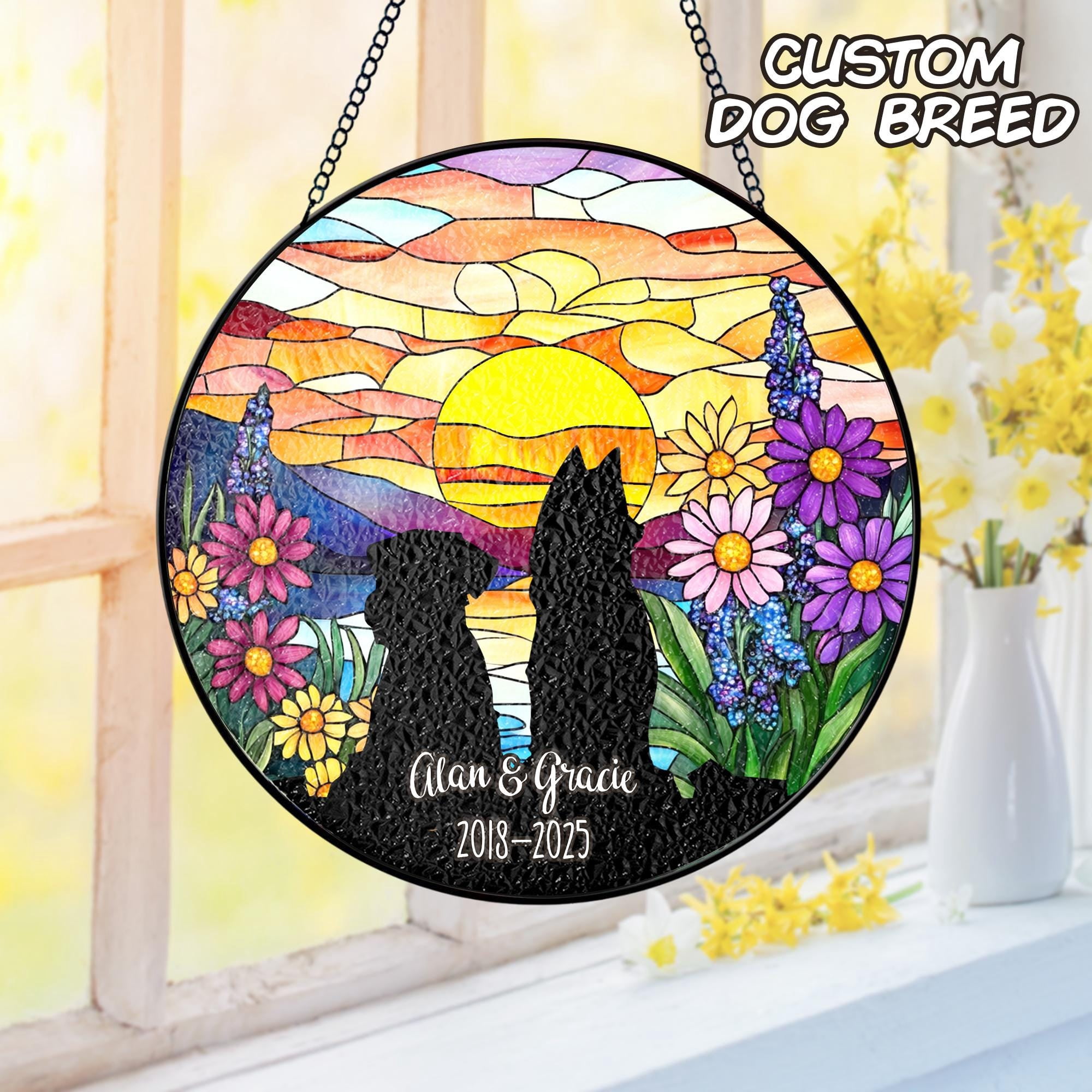 In Loving Memory Dog Memorial, Custom Dog Memorial Stained Glass ...