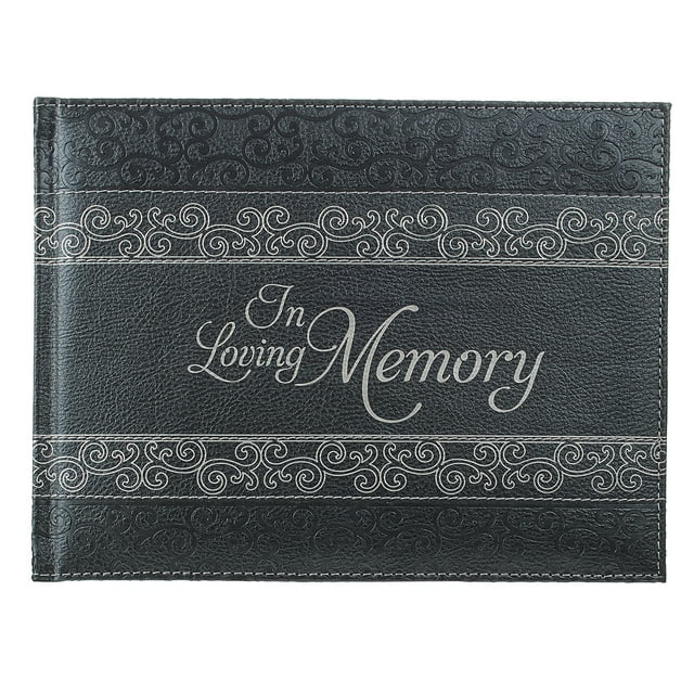 Grey Padded Faux Leather Guest Book - In Loving Memory, Condolence ...