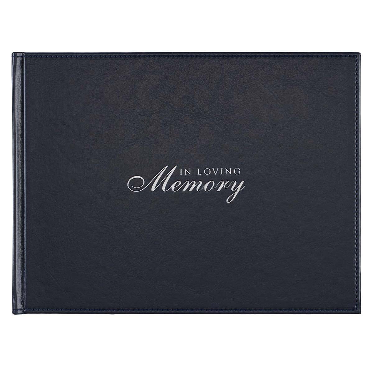 In Loving Memory Life Photo Guest Book with Navy Faux Leather ...