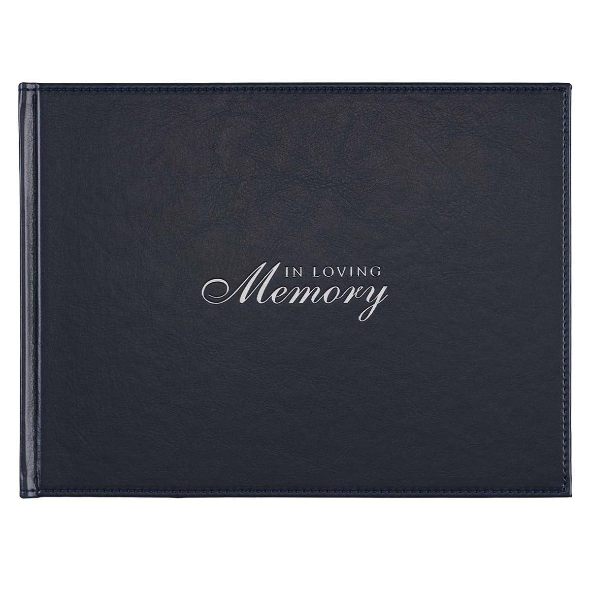 In Loving Memory Life Photo Guest Book with Navy Faux Leather ...