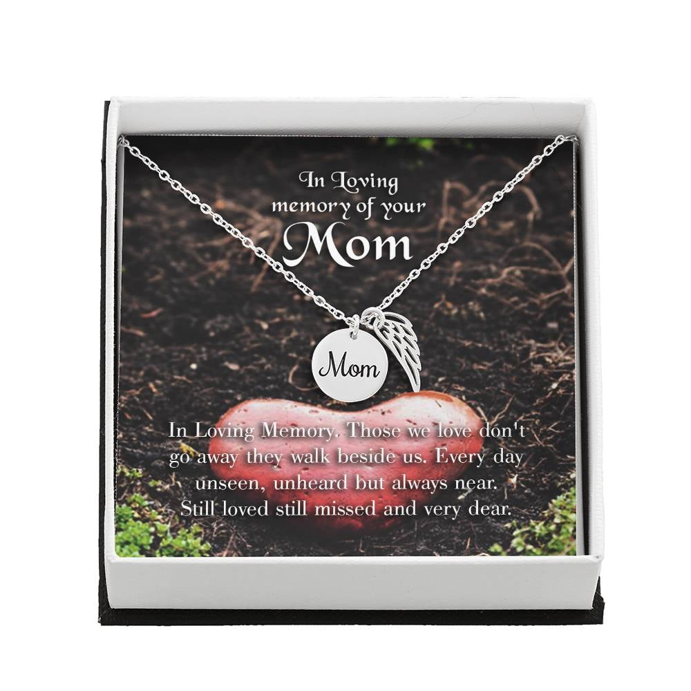 In Loving Memory Mom Remembrance Necklace Angel Wing Charm, Stainless ...