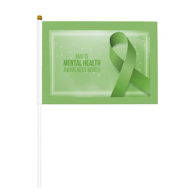 In May We Wear Green Mental Health Awareness Month Handheld Flag Yard ...