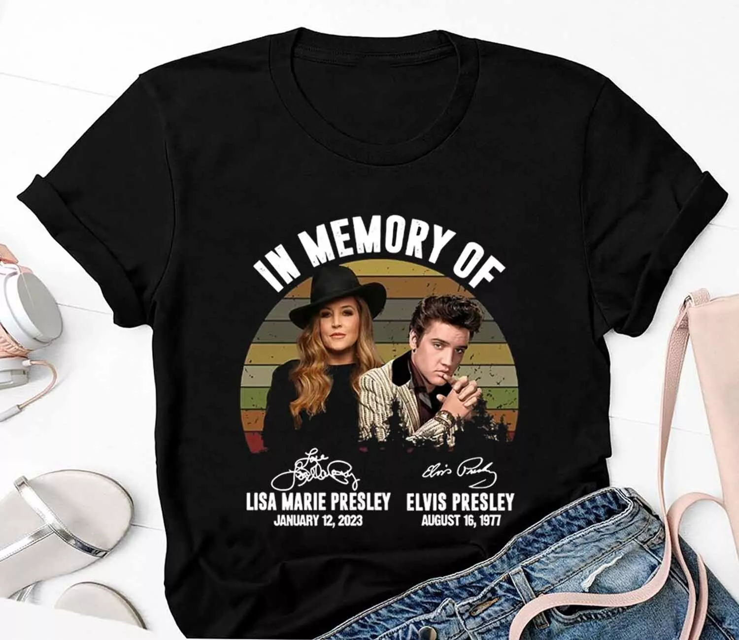 In Memory Of Lisa Marie Presley And Elvis Presley Signatures Shirt 1 ...