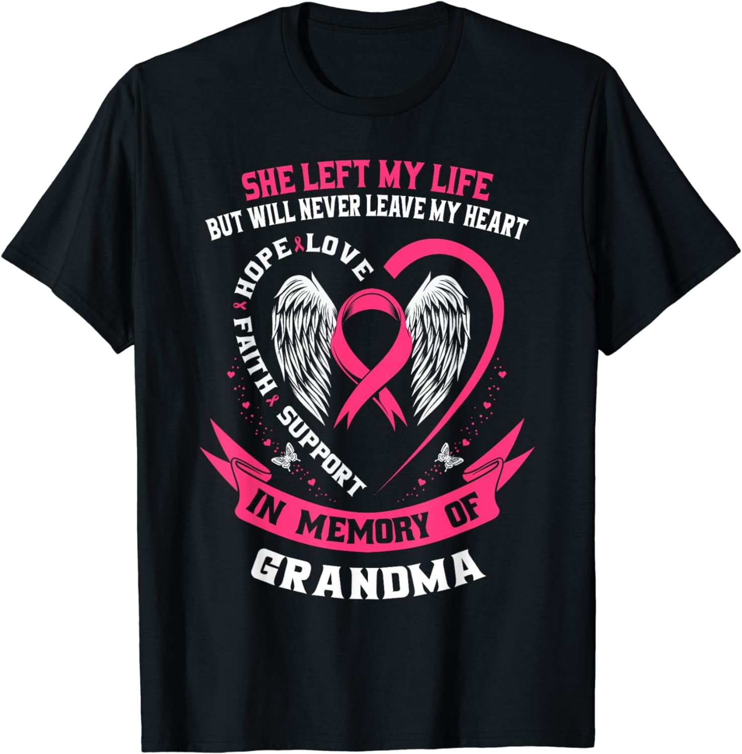 In Memory of my Grandma Breast Cancer Awareness Memorial T-Shirt ...